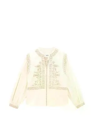 Ba&sh Laura Embroidered Long-sleeved Blouse - Neutrals