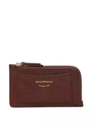 Emporio Armani Logo-print Pebbled-leather Wallet - Brown