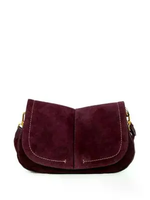 GIANNI CHIARINI Helena Suede Contrast-stitch Clutch Bag - Red