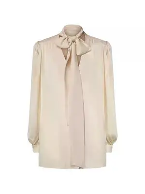 Valentino Garavani Bow-detail Silk Shirt - Neutrals