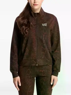 EA7 Graphic Series Regular-fit Zip-up Sweatshirt - Brown