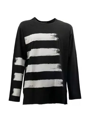 Yohji Yamamoto Stripe-print Long-sleeve T-shirt - Black