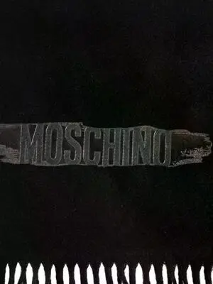 Moschino Fringed Logo-patch Scarf