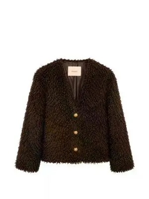 TWINSET Bouclé-knit V-neck Jacket - Brown