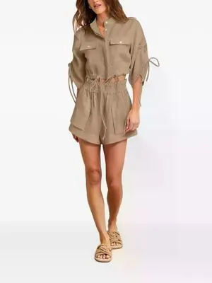 HEVRON Eva Drawstring-hem Cropped Shirt