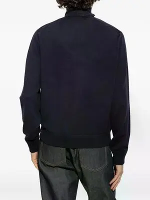 TOM FORD Suede Front Merino Full Zip Cardigan