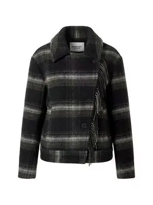 Isabel Marant Étoile Marant Check Fringe-trim Jacket - Black