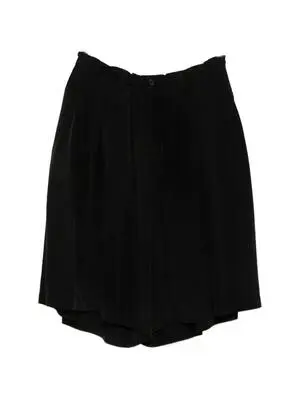 Yohji Yamamoto Pleated Wide-leg Shorts - Black