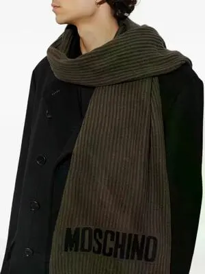 Moschino Logo-intarsia Ribbed-knit Scarf