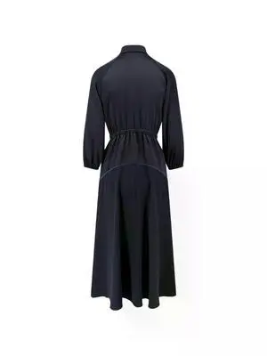 Max Mara Drawstring Silk Maxi Dress - Blue