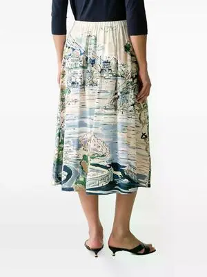 Max Mara Printed Pleated Midi Skirt