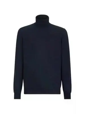 Brunello Cucinelli High Neck Cashmere Sweater - Blue