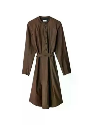 LEMAIRE Sailor Dress In Washed Cotton And Silk Blend - Brown