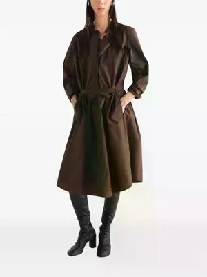 LEMAIRE Sailor Dress In Washed Cotton And Silk Blend - Brown