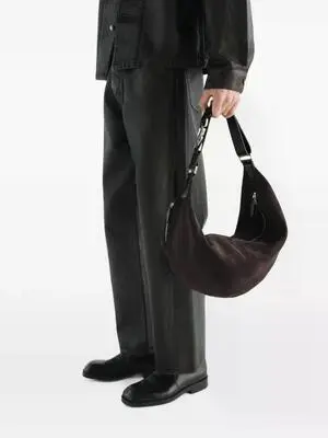 LEMAIRE Quiver Clip Bag In Suede Leather - Brown