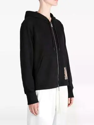 Burberry Check-label Cotton Zip Hoodie