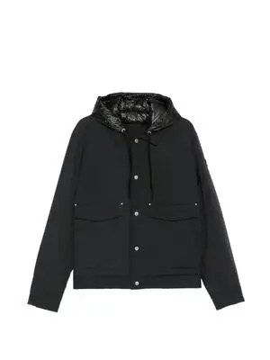 Moose Knuckles Hooded Logo Patch Jacket - Black