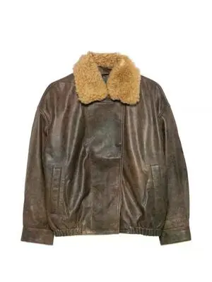 R13 Shearling-collar Leather Jacket - Brown