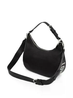 Moschino Logo-lettering Pebbled Shoulder Bag - Black
