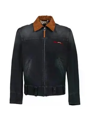 Marni Logo-embroidered Contrast-collar Jacket - Black