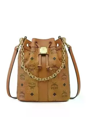 Mcm Mini Dessau Monogram-print Shoulder Bag - Neutrals