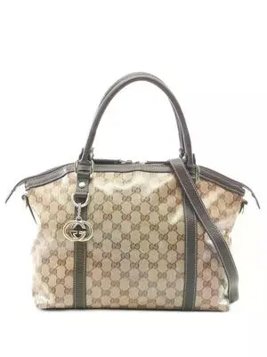 Gucci 2000s Interlocking G Gg Crystal Canvas Tote Bag - Neutrals