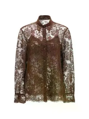 Ermanno Scervino Embroidered Lace Blouse - Brown