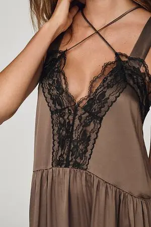 Anthropologie Lace-trim Mi Slip Dress