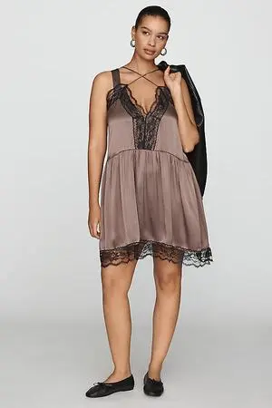 Anthropologie Lace-trim Mi Slip Dress