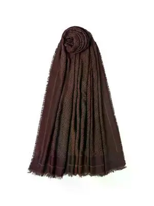 Marella Monogram-jacquard Frayed-edge Scarf - Brown