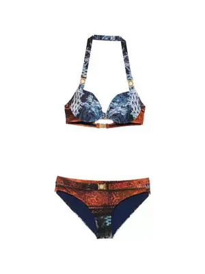 Balmain Graphic-print Halterneck Bikini - Orange