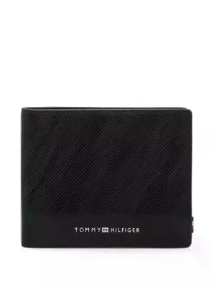 Tommy Hilfiger Logo-detail Diagonal-textured Wallet - Black