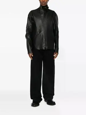 LEON EMANUEL BLANCK Asymmetrical Zip Leather Jacket