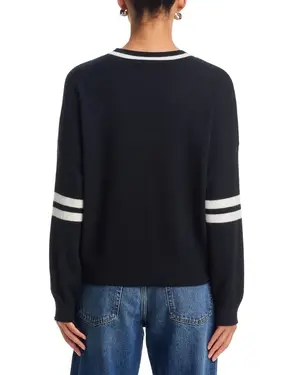 Aqua Striped V Neck Sweater Exclusive - Black/ivory