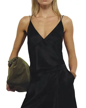 REFORMATION Jule Silk Top - Black