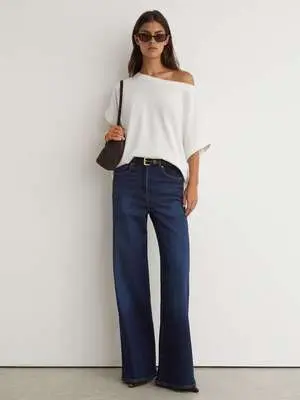 REISS Sia Cotton Off-shoulder T-shirt