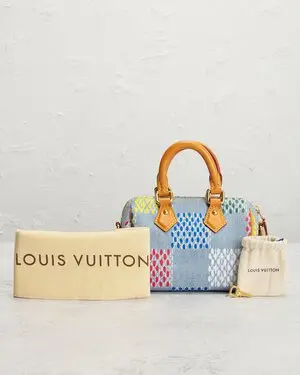 FWRD RENEW Louis Vuitton Lv Vers Damier Denim Speedy Bandouliere 18 Handbag - Blue
