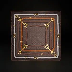 Gucci Printed Gg Silk Twill Jacquard Carr - Brown