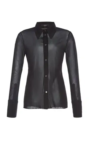 THE PARK Serge Semi-sheer Top - Black