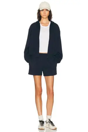 SKIMS Cotton Fleece Classic Zip-up Hoodie - Navy