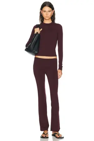 SKIMS Cotton Jersey Long Sleeve T-shirt - Currant