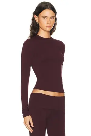 SKIMS Cotton Jersey Long Sleeve T-shirt - Currant