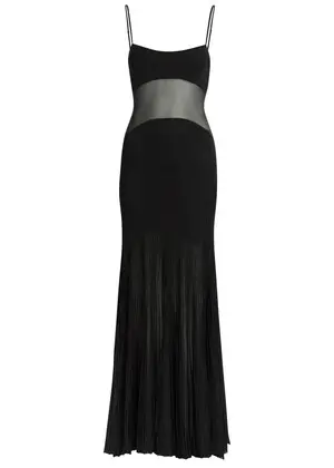 Galvan Belladonna Mesh And Fine-knit Maxi Dress