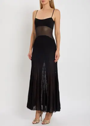 Galvan Belladonna Mesh And Fine-knit Maxi Dress