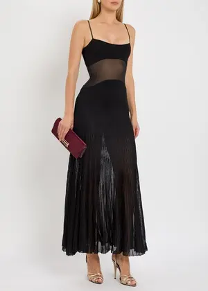 Galvan Belladonna Mesh And Fine-knit Maxi Dress