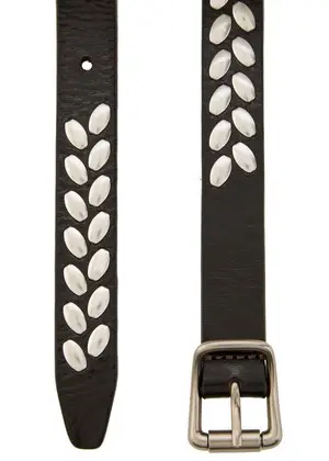 LEMAIRE Almond Studded Glossed Leather Belt