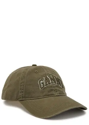 GANNI Ganni Logo-Appliquéd Cotton Baseball Cap Grey