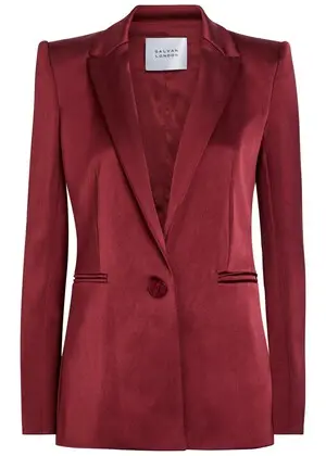 Galvan Sculpted Satin Blazer - Dark Red