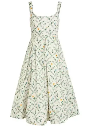 Agua Bendita Alcaparra Floral-print Cotton Midi Dress - Multicoloured