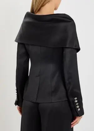 PATRICK MCDOWELL Lucette Satin Jacket With Oversized Collar